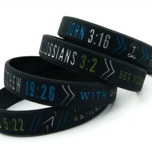 Inkstone Christian Silicone Wristbands w/Scriptures (Set of 4) - Unisex Bible Verse Jewelry for Men Women Teens