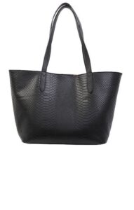 gigi new york handcrafted womens handbags black python leather teddy tote, black