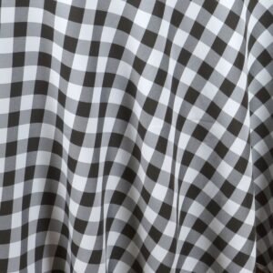 TABLECLOTHSFACTORY Perfect Picnic Inspired Checkered 120" Round Polyester Tablecloths White/Black