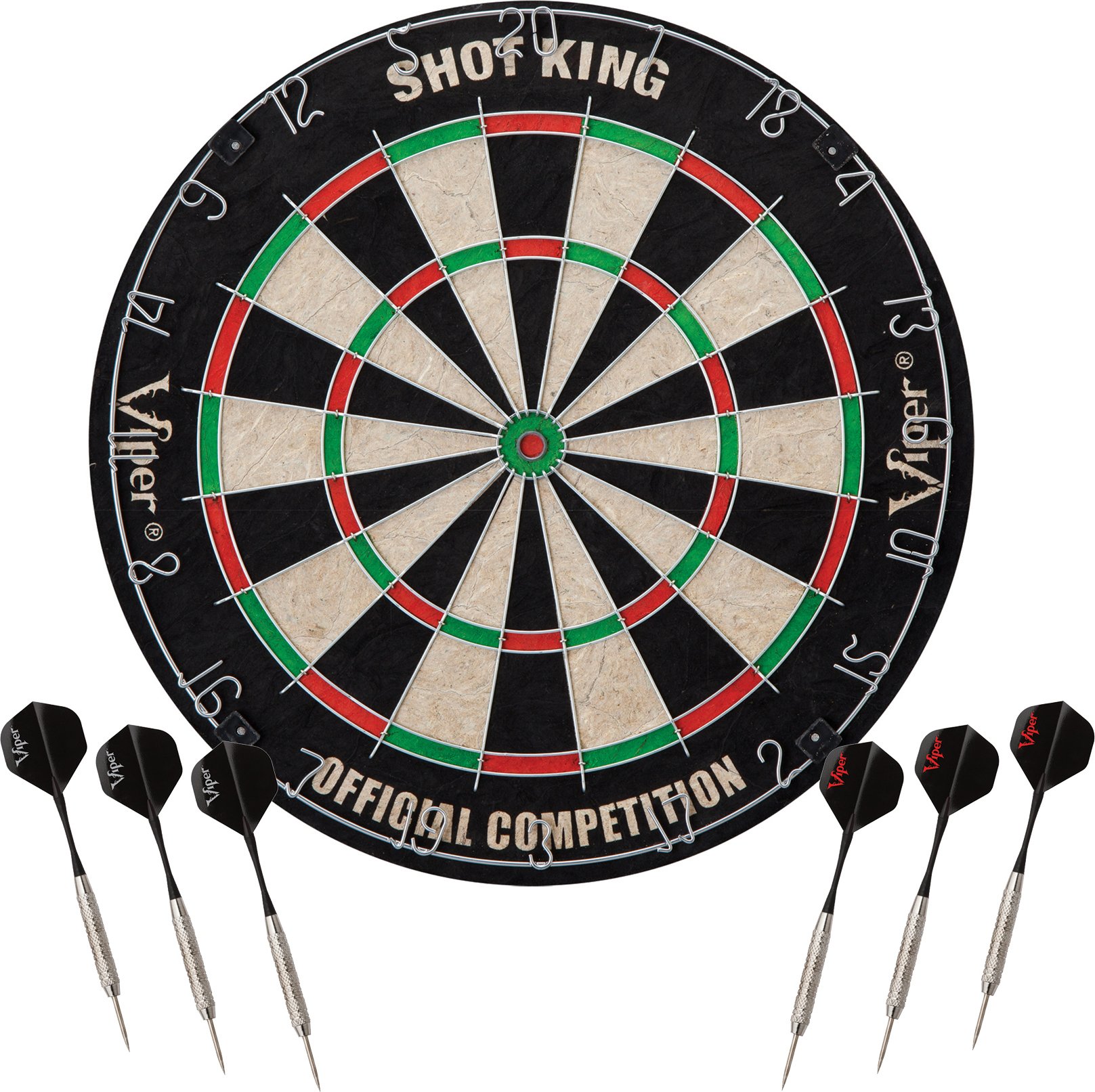 Viper Stadium Cabinet & Shot King Sisal/Bristle Dartboard Ready-to-Play Bundle: Elite Set (Shot King Dartboard, Darts, Shadow Buster and Laser Throw Line), Black (40-1213)