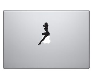 sexy pin up girl silhouette vinyl decal sticker compatible with apple logo on ipad macbook pro air decal 13" 15" 17" keyboard keypad mouse pad track pad laptop babe sticker