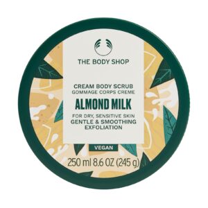 the body shop almond milk and honey body gently exfoliating scrub – soothing exfoliation for sensitive skin – vegetarian – 8.6 oz