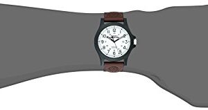 Timex Men's Expedition Acadia 40mm Watch – Black Case Black Dial with Black & Brown Leather & Fabric Strap