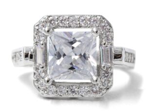 weiss radiant cut cz engagement ring and cocktail ring - adjustable sizes 6 thru 11