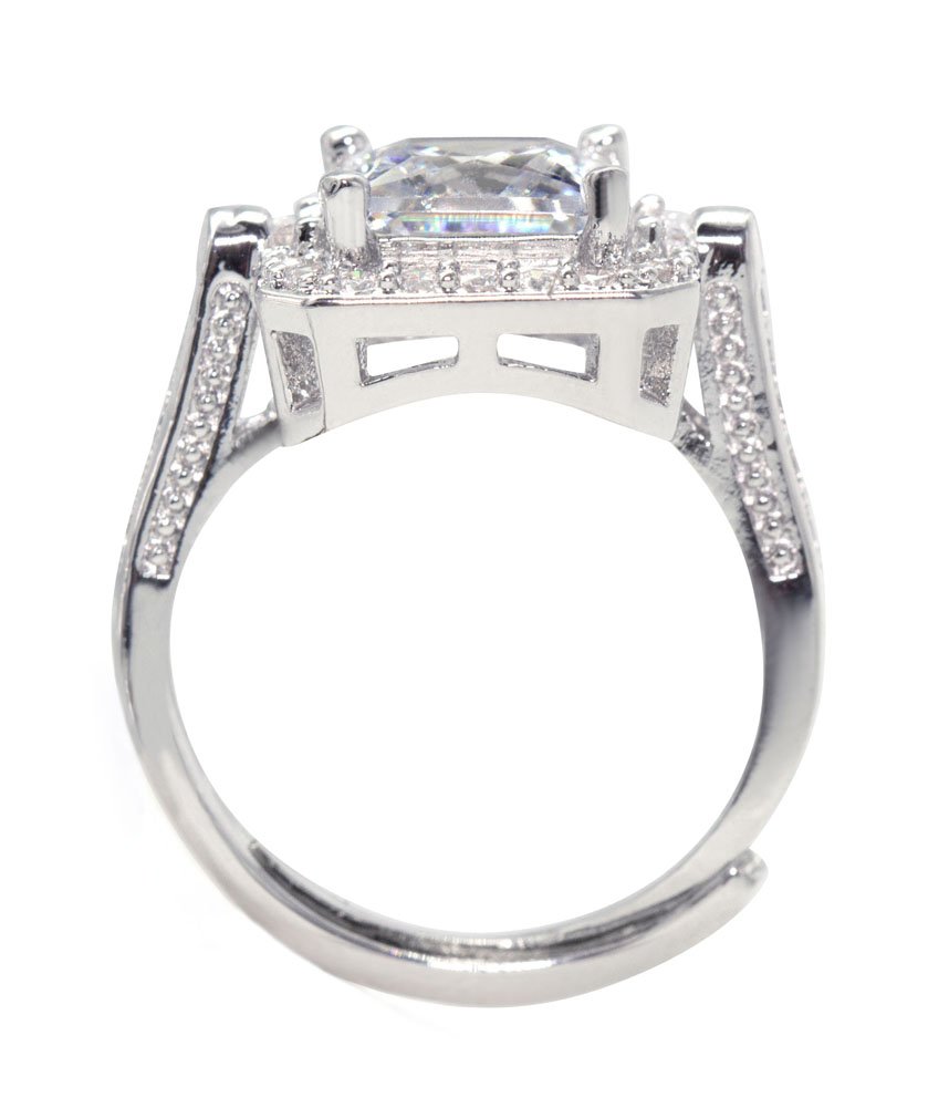 Weiss Radiant Cut CZ Engagement Ring and Cocktail Ring - ADJUSTABLE sizes 6 thru 11