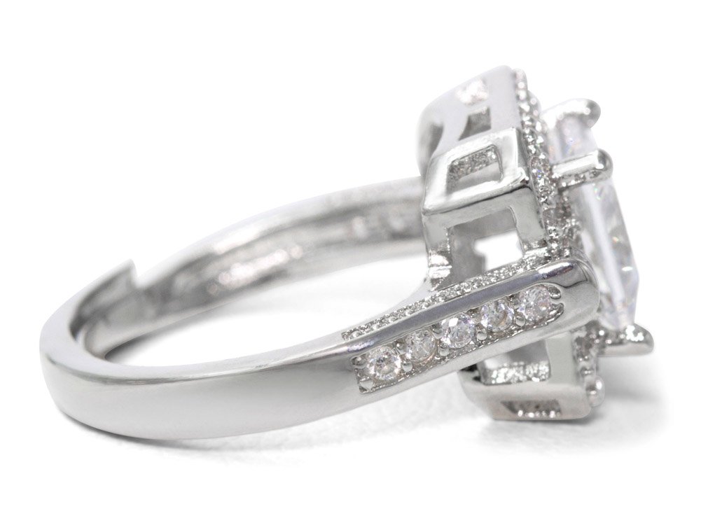 Weiss Radiant Cut CZ Engagement Ring and Cocktail Ring - ADJUSTABLE sizes 6 thru 11