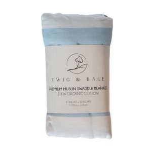 TWIG & BALE Chapel Hill North Carolina Baby Blanket Organic Cotton Muslin Swaddle Blanket - 47" x 43" - Fans of UNC Baby Gift for Boys Girls Receiving Blankets