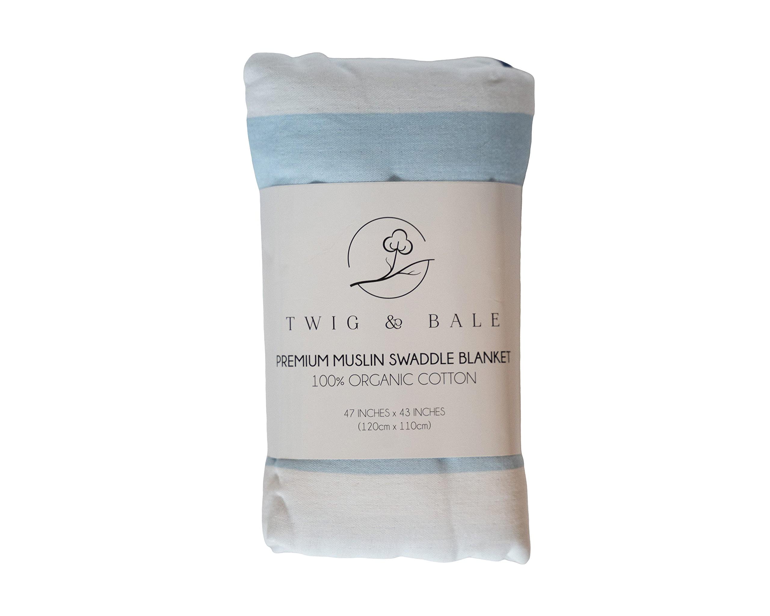 TWIG & BALE Chapel Hill North Carolina Baby Blanket Organic Cotton Muslin Swaddle Blanket - 47" x 43" - Fans of UNC Baby Gift for Boys Girls Receiving Blankets