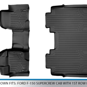 MAX LINER A0212/B0188 for Ford F-150 2015-2022 SuperCrew Cab with 1st Row Bench Seat, Black