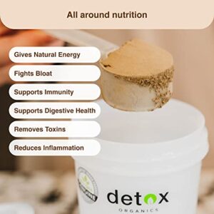 Detox Organics Chocolate Superfood Powder, Detox Cleanse for your Body, Bloating Relief, Immune Support Supplement Smoothie Detox Mix, Greens Blend Superfood, Low Carb, Vegan, Soy Free, Dairy Free