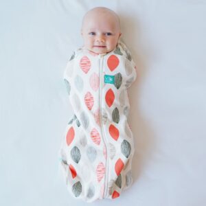 ergopouch 0.2 tog baby sleep sack 0-3 months - baby sleeping sack for warm & cozy nights - cocoon swaddle sack baby keeps calm & relaxed (blush leaf)