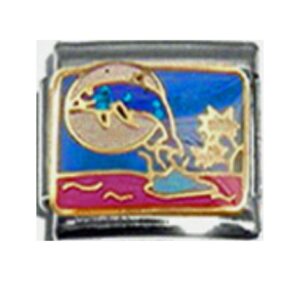 stylysh charms dolphin jumping in moonlight enamel italian 9mm link oc143 fits traditional classic