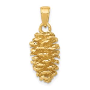 jewels by lux 14k yellow gold 3-d pinecone pendant