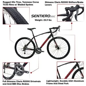 Tommaso Sentiero Sport Performance Aluminum Gravel Bike Shimano Claris 24 Speeds Road Bicycle Men Road Bikes for Men Bike Men Women Sport Bike Speed Bike Racing Bike Adult Bike City Bike - Small 53cm