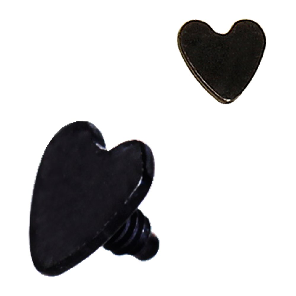 Cocobul Body Jewelry PVD Plated Over 316L Stainless Steel 4mm Black Heart Dermal Anchor Screw Top