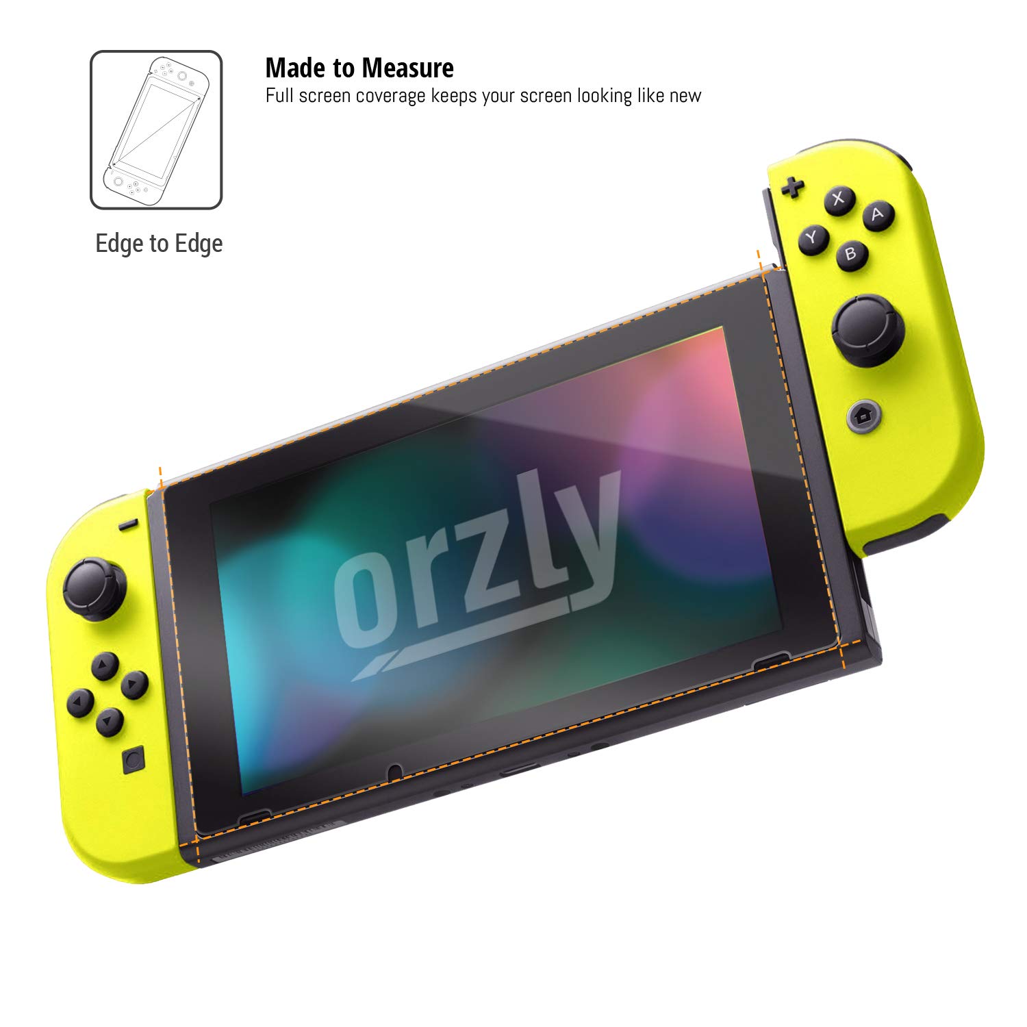 Orzly Glass Screen Protectors Compatible with Nintendo Switch - Premium Tempered Glass Screen Protector Twin Pack [2X Screen Guards - 0.24mm] for 6.2 Inch Tablet Screen on Nintendo Switch Console