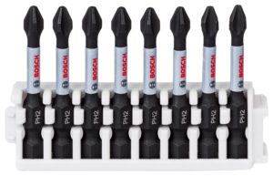 bosch professional 8pcs. screwdriver bit set phillips (impact control, ph2 bits, length 50 mm, pick and click, accessory impact drill)