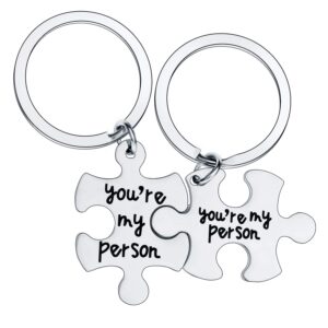 2pc you're my person puzzle stainless steel keychain jewelry set valentines day best friend gift key chain