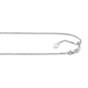 central diamond center 22" adjustable box chain made in italy, 1.00mm 10k white gold