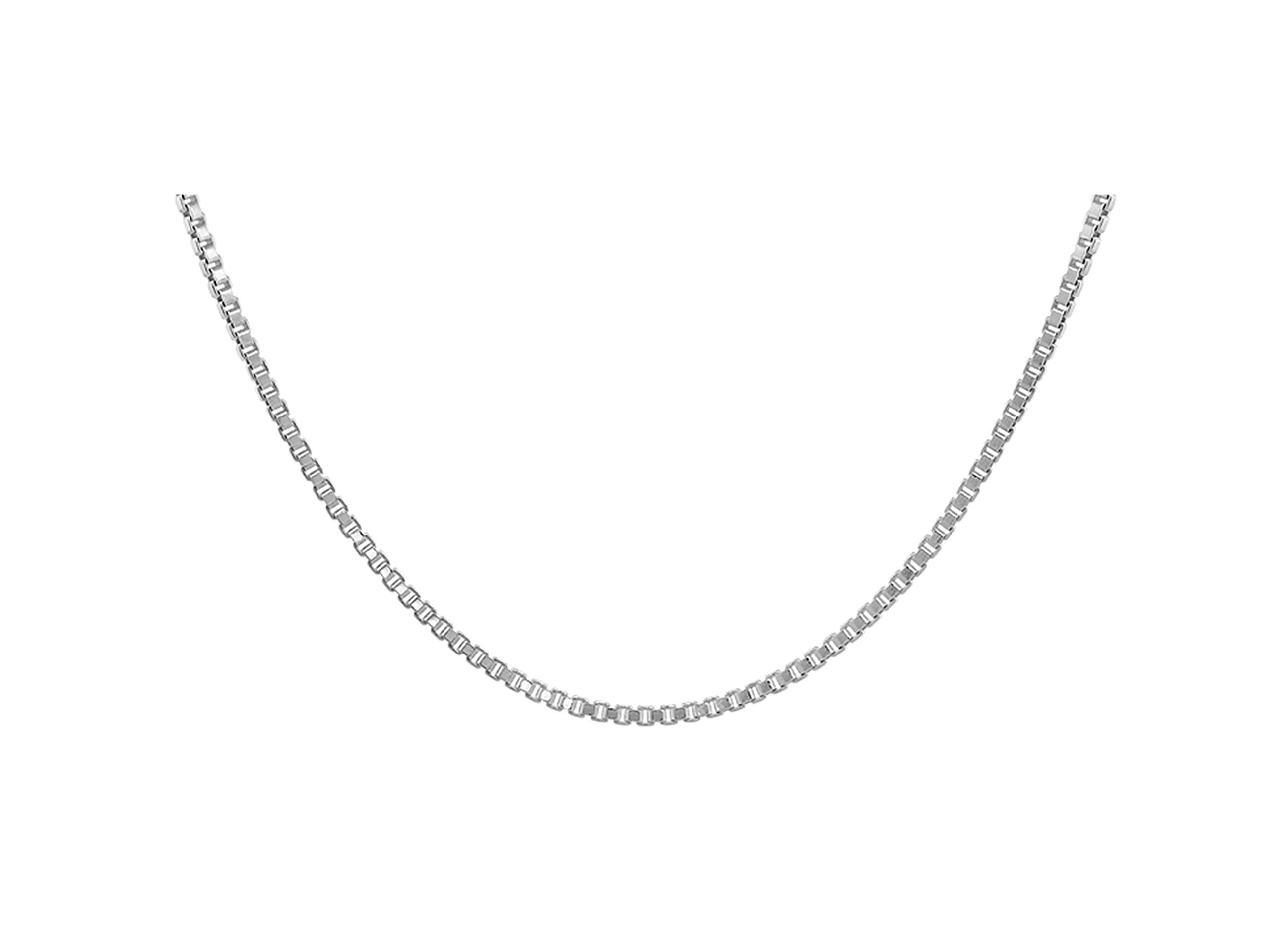 Central Diamond Center 22" Adjustable Box Chain Made in Italy, 1.00mm 10k White Gold