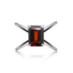 ice gems sterling silver african garnet octagon-cut criss cross ring, size 10