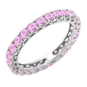 dazzlingrock collection 1.80 carat (ctw) 14k round pink sapphire ladies eternity wedding band 1 3/4 ct, white gold, size 9