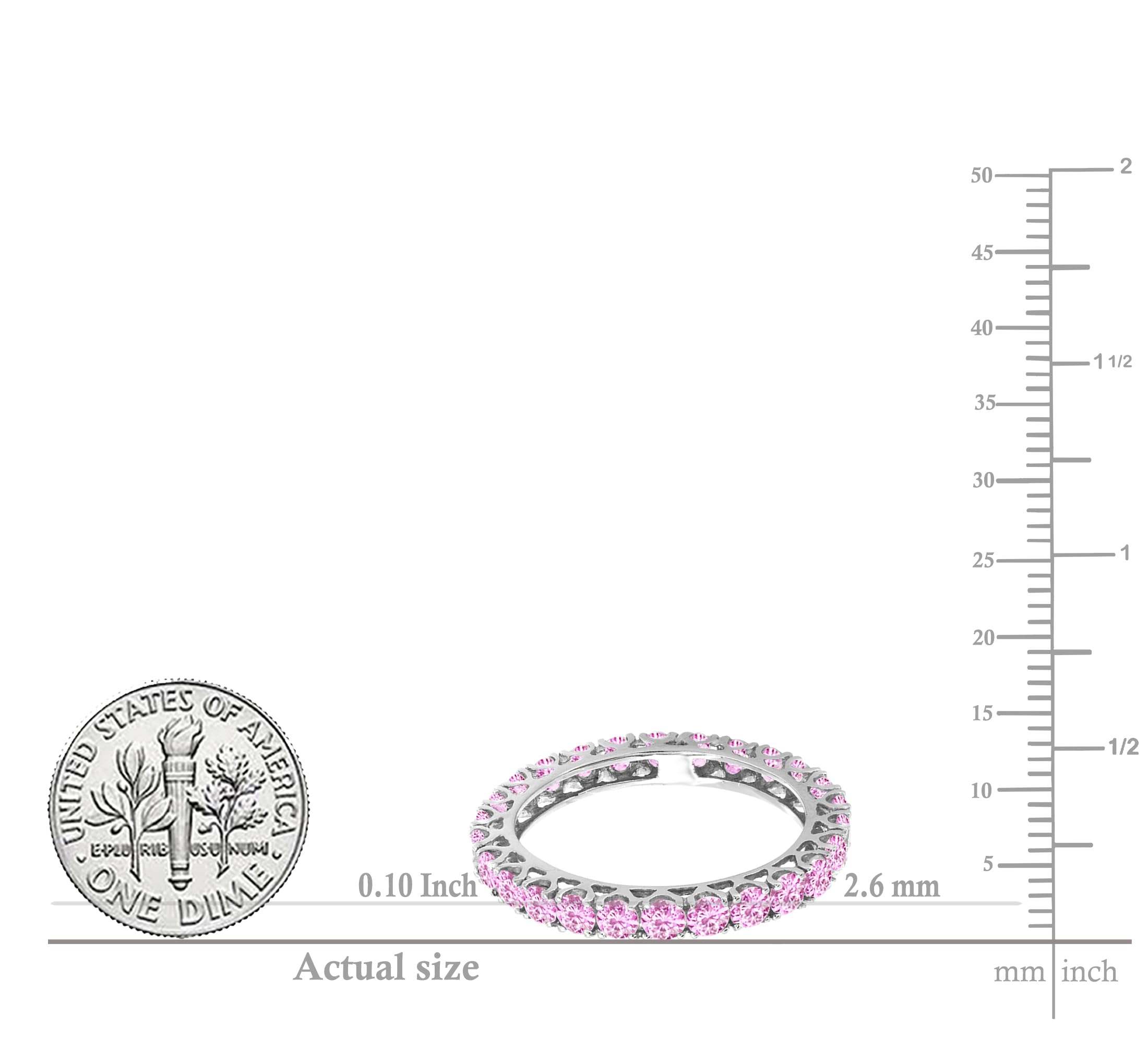 Dazzlingrock Collection 1.80 Carat (ctw) 14K Round Pink Sapphire Ladies Eternity Wedding Band 1 3/4 CT, White Gold, Size 9