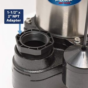 Superior Pump 92571 1/2 HP Stainless Steel and Cast Iron Sump Pump with Vertical Switch, .5 hp