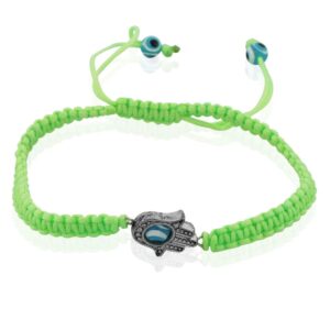 my daily styles fashion alloy neon green cord hamsa evil eye protection macrame adjustable bracelet