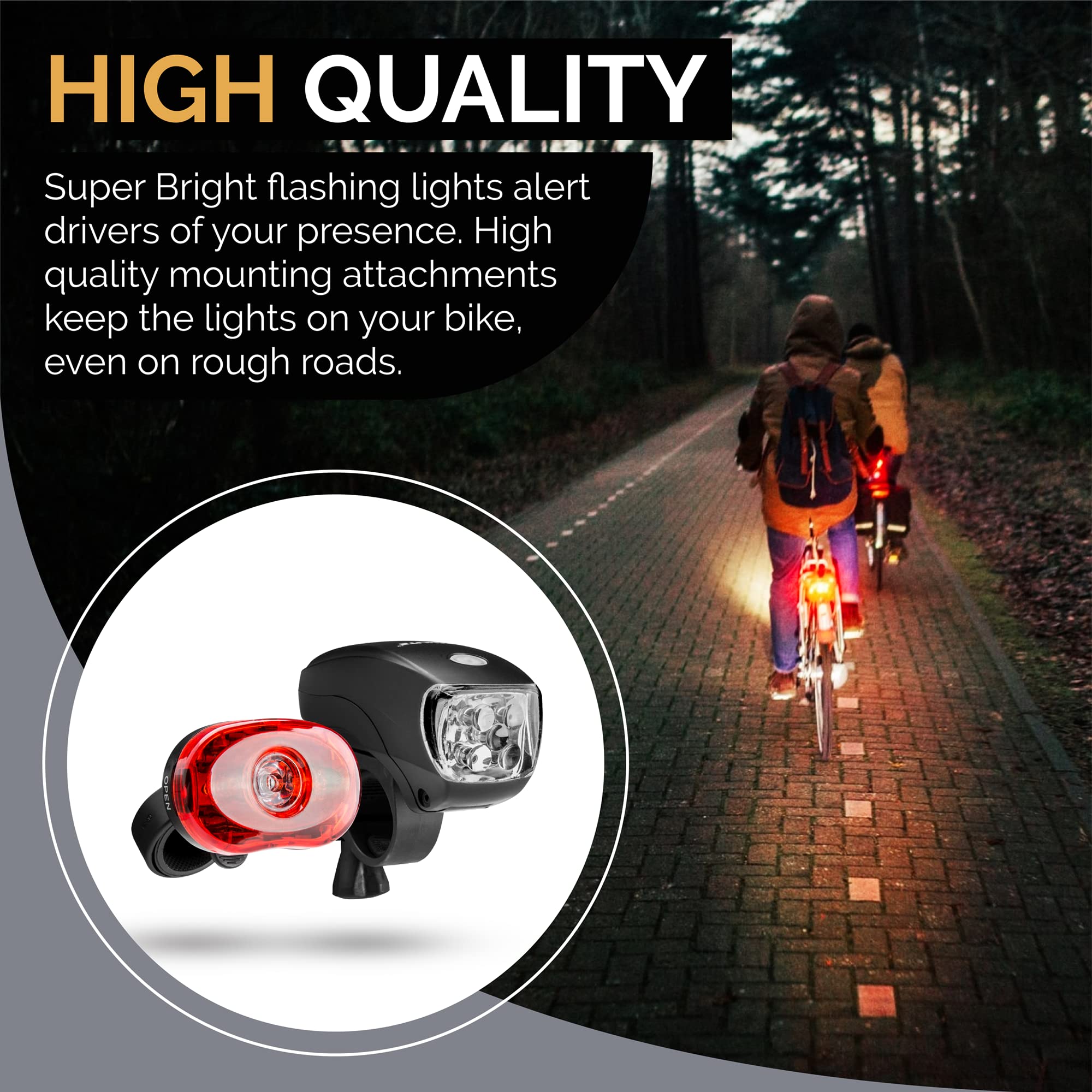 SAMLITE Best Brightest LED Bike Light Set for Kids & Adults, Super Bright Bicycle Headlight, Free Tail Light Included, Water Resistant Bike Light, Easy to Install, Multiple Modes for Cycling Safety