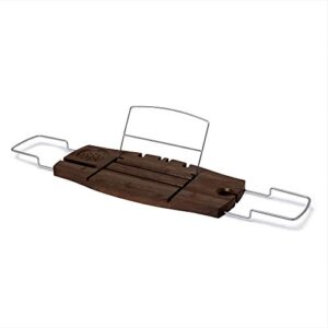 umbra aquala bathtub tray bamboo extendable and adjustable tray holder, walnut