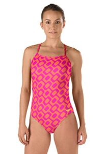 speedo 7719000 womens galaxy remix one back swimsuit, pink - 26