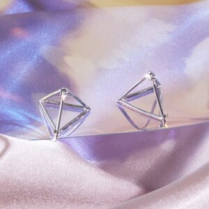 Helen de Lete Simple Geometric Triangle Sterling Silver Stud Earrings