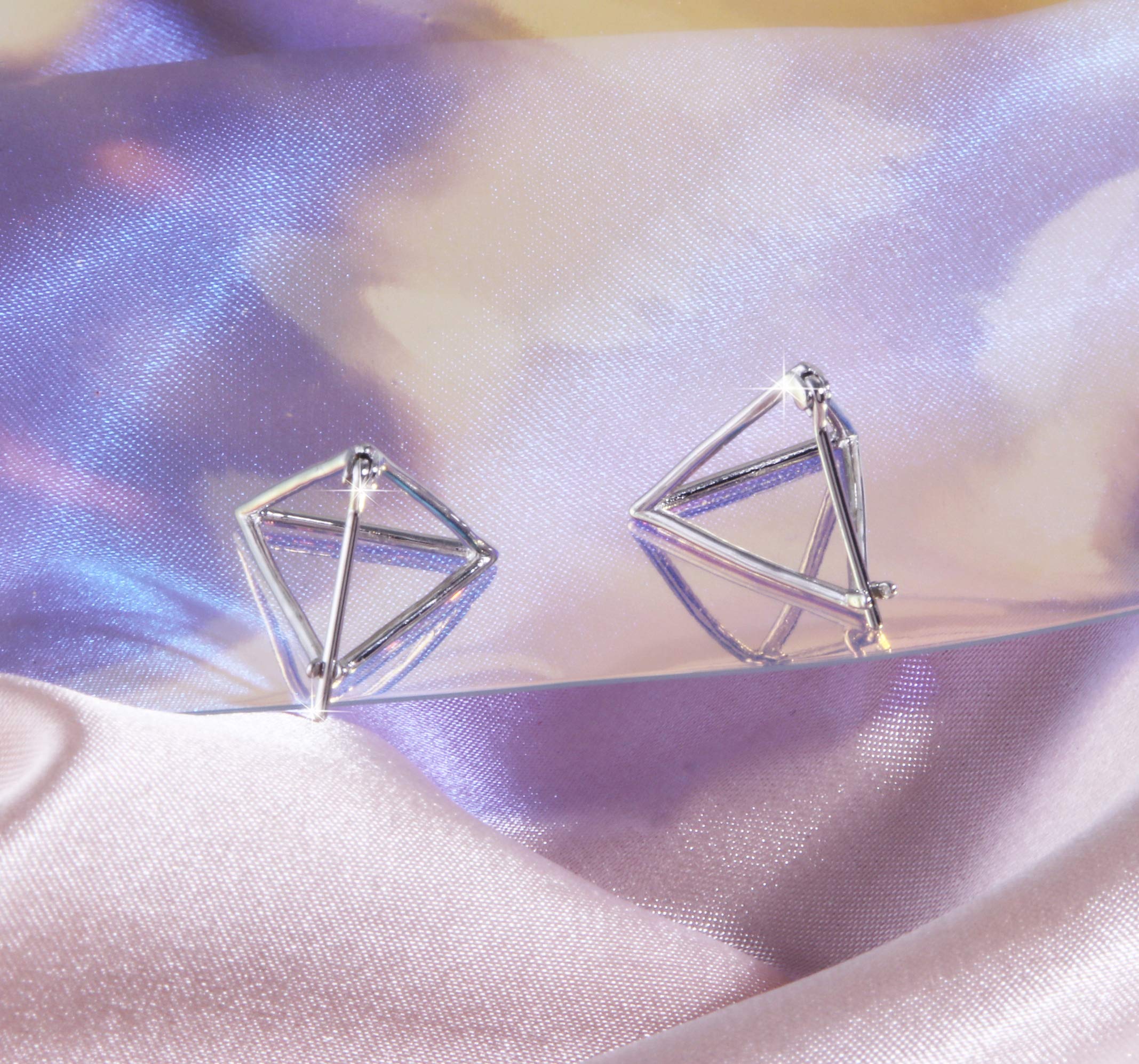 Helen de Lete Simple Geometric Triangle Sterling Silver Stud Earrings