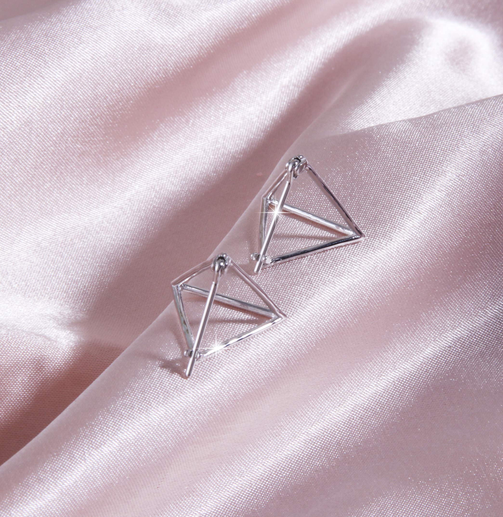 Helen de Lete Simple Geometric Triangle Sterling Silver Stud Earrings