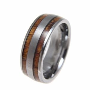 Arthur's Jewelry Tungsten 8mm wedding band ring Hawaiian koa wood inlay comfort fit size 10