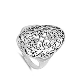 Cutout Filigree Design Ring New .925 Sterling Silver Band Size 11