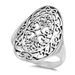 cutout filigree design ring new .925 sterling silver band size 11