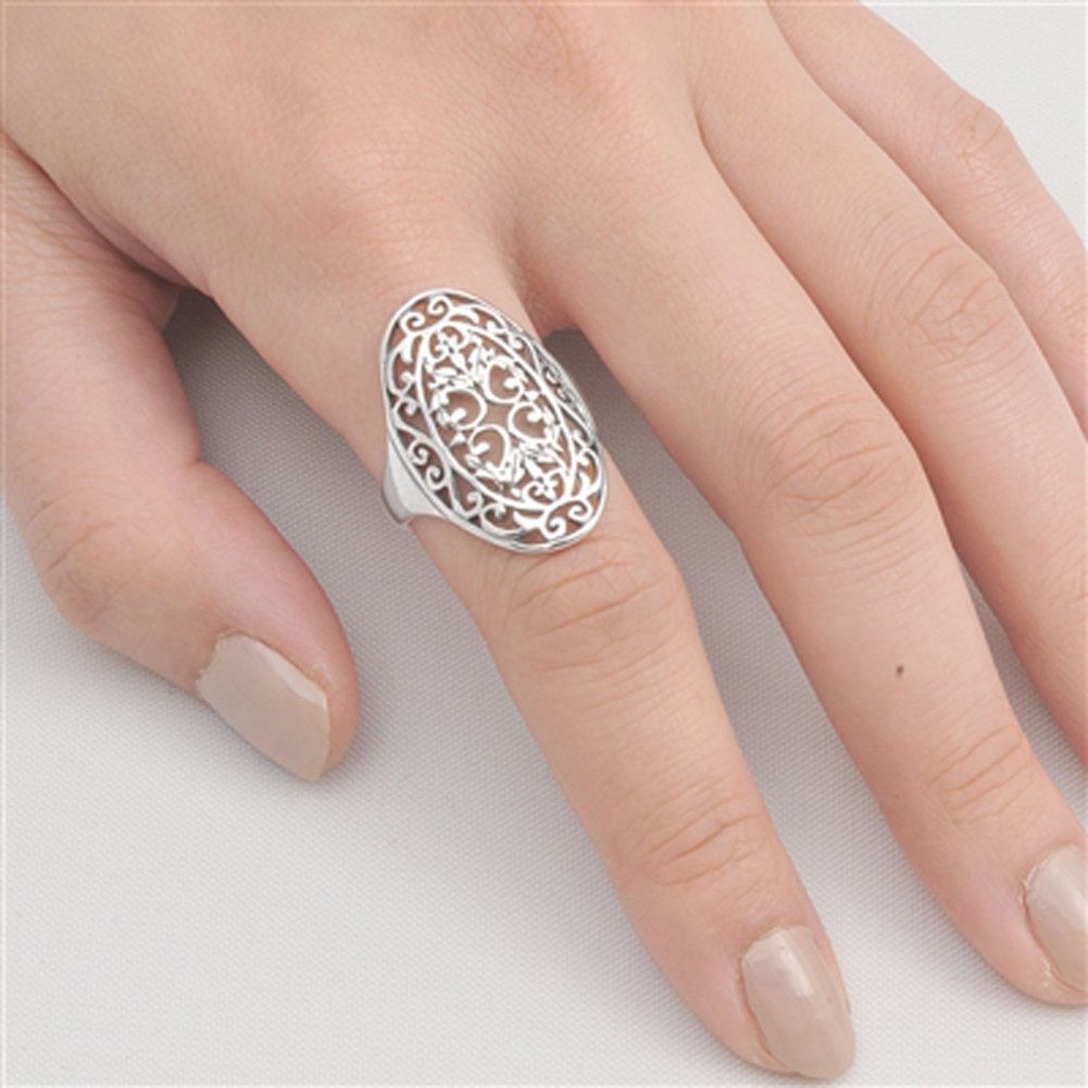 Cutout Filigree Design Ring New .925 Sterling Silver Band Size 11