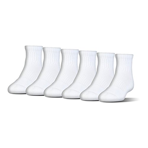 Under Armour Unisex-Adult Cotton Quarter Socks, Multipairs, White/Gray (6-Pairs), Large