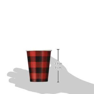 Creative Converting Plaid Paper Cups, 1 Count (Pack of 1), Red & Black