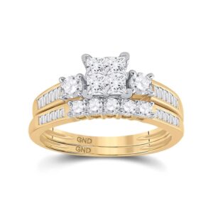 jewels by lux 14kt yellow gold womens princess diamond bridal wedding engagement ring band set 1.00 cttw ring size 11