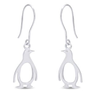 14k White Gold Over Sterling Silver Penguin Earrings Jewelry For Womens