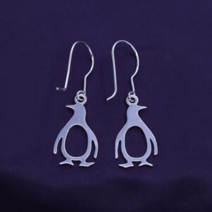 14k White Gold Over Sterling Silver Penguin Earrings Jewelry For Womens