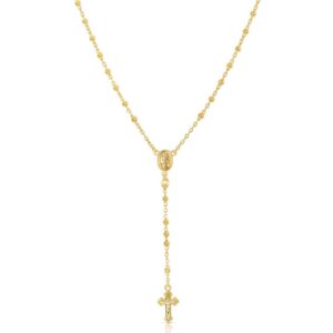 nyc sterling unisex gold plated sterling silver rosary charm necklace (3mm-24 inch)