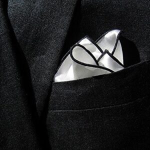 Flairs New York Gentleman's Essentials Weekend Casual White Pocket Square (White/Midnight Black)