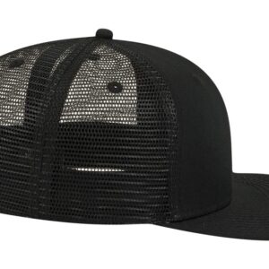 OTTO Square Flat Visor SNAP 6 Panel Mesh Back Trucker Snapback Hat - Black