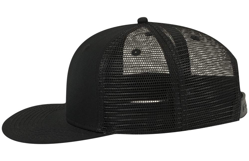 OTTO Square Flat Visor SNAP 6 Panel Mesh Back Trucker Snapback Hat - Black