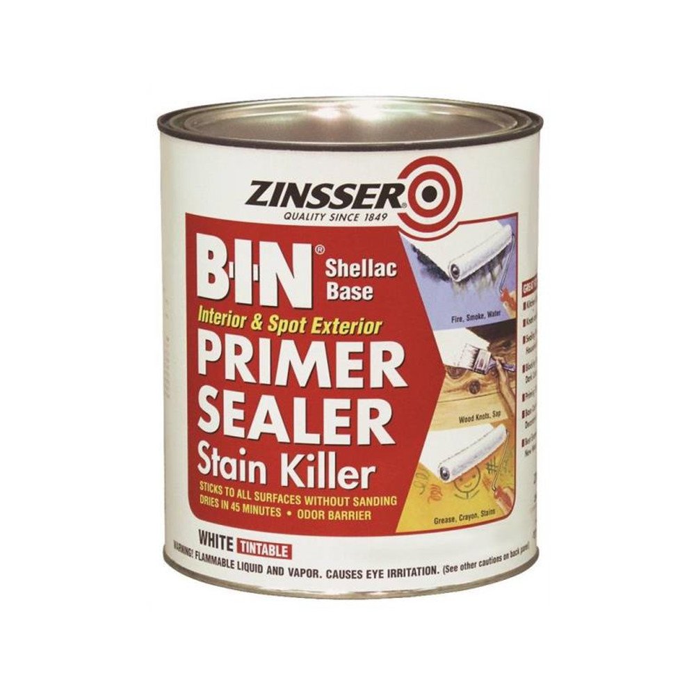 qt Zinsser 00904 White Zinsser, B-I-N Shellac Base Interior/Exterior Primer/Sealer