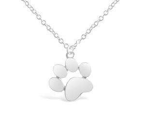 paw print necklace, paw necklace, dog necklace, dog jewelry for women, dog paw necklace, dog pendant, dog necklaces for women (silver tone)